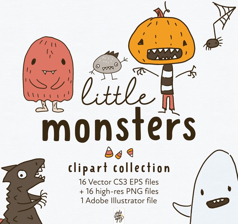 Little Monsters Clipart, Print-your-own, Digital Download, Pumpkin ...