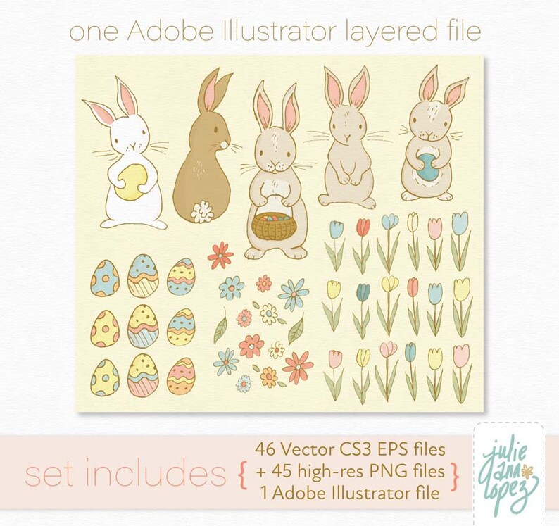 Easter Bunny Clipart, Print-your-own, Digital Download, Rabbit, Card ...
