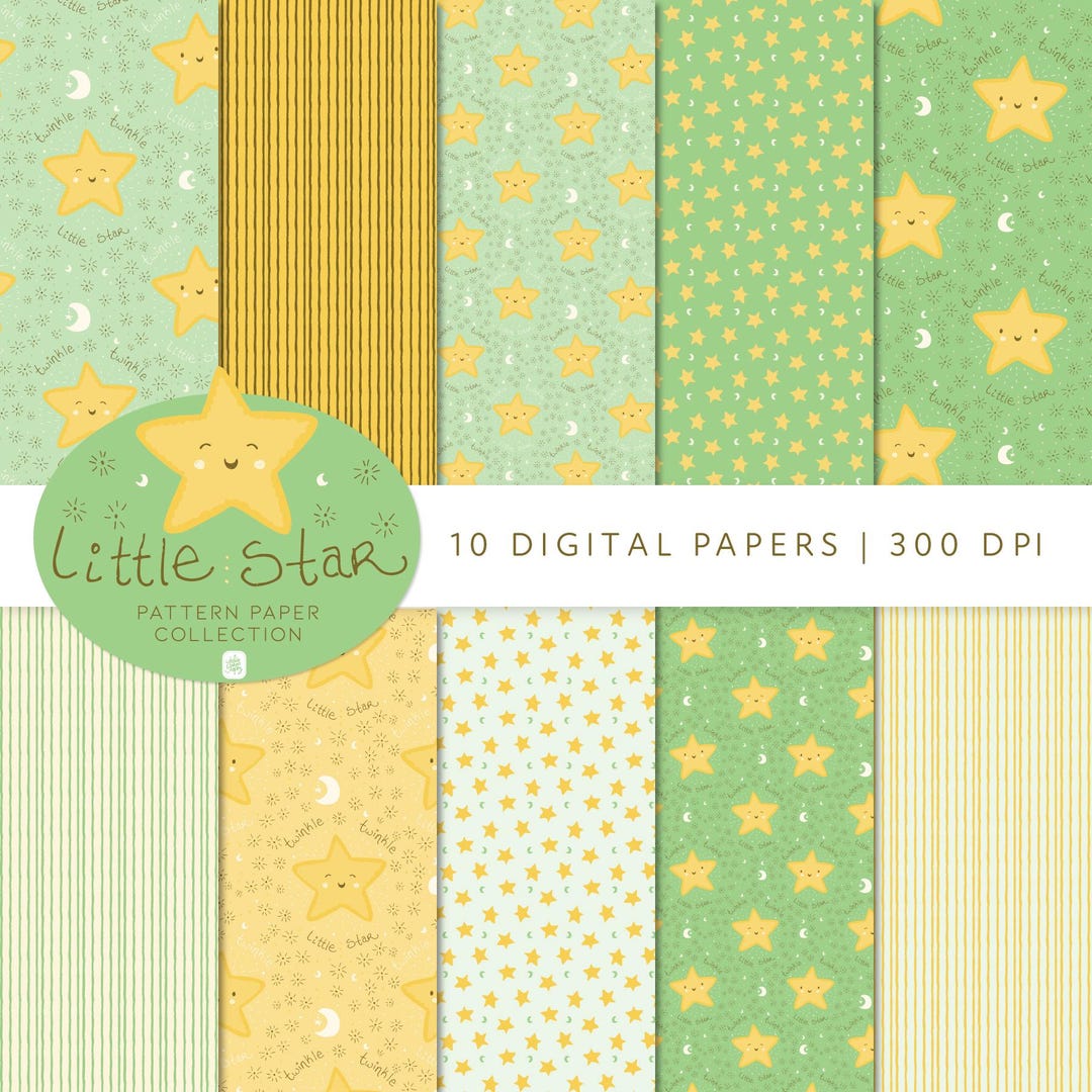 Little Star Digital Paper Set: Scrapbook & Cardmaking (12x12 Inch ...