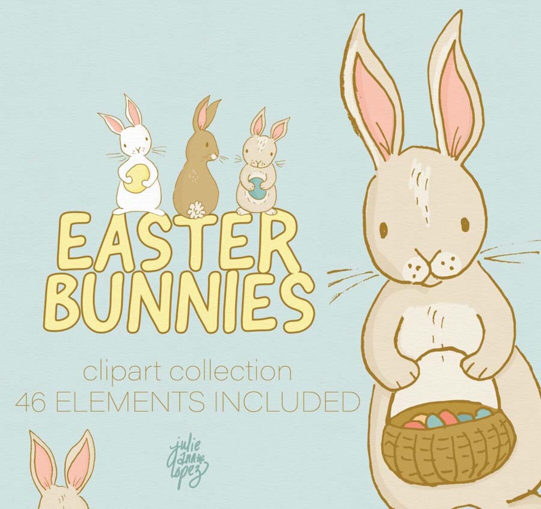 Easter Bunny Clipart, Print-your-own, Digital Download, Rabbit, Card ...
