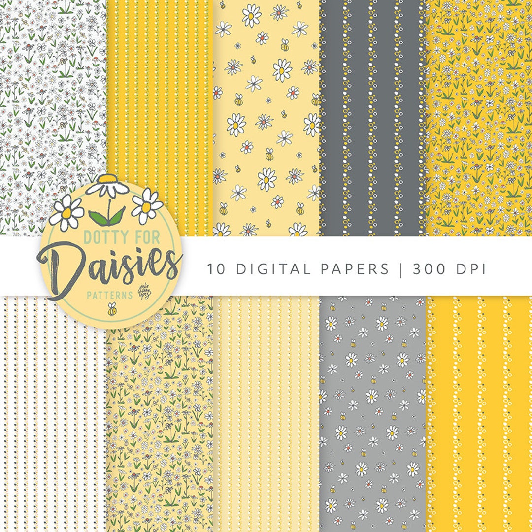 Daisy Printable Papers, Flower Digital Download Paper in 12x12 Inches ...