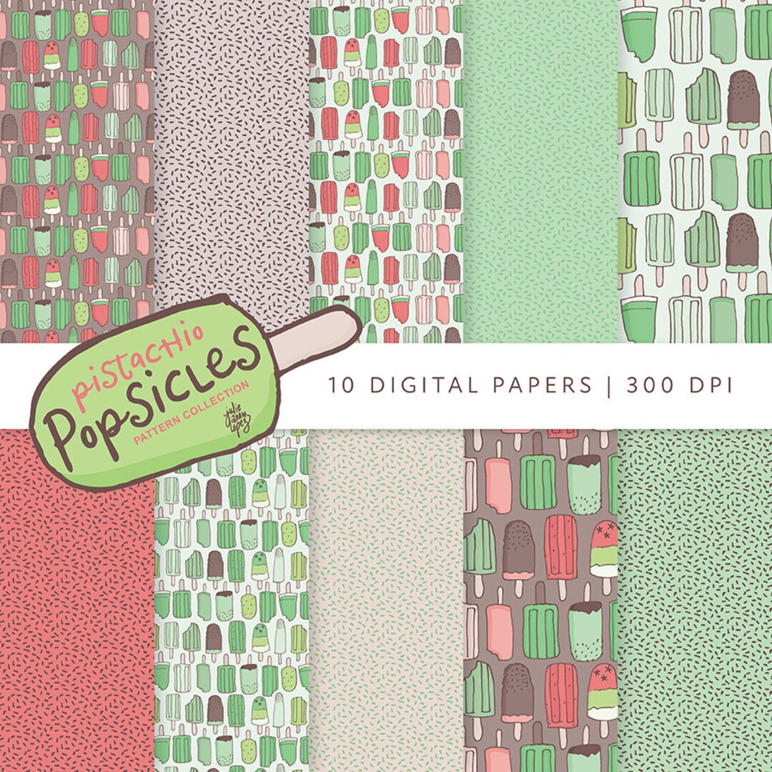 Popsicle Pattern Digital Papers, Retro Scrapbook Paper (digital ...