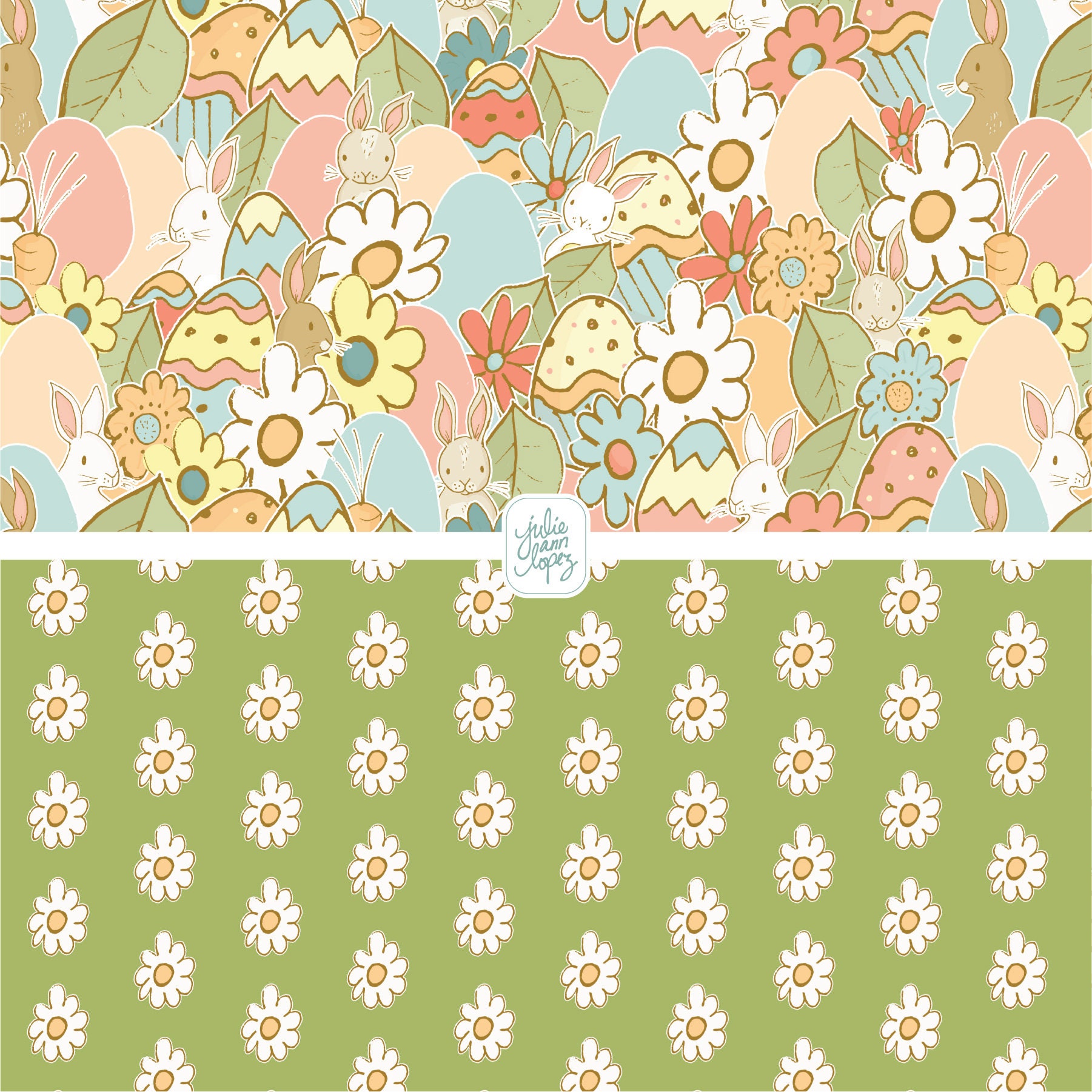 Spot the Bunnies Printable Papers, Springtime Digital Download Paper in ...
