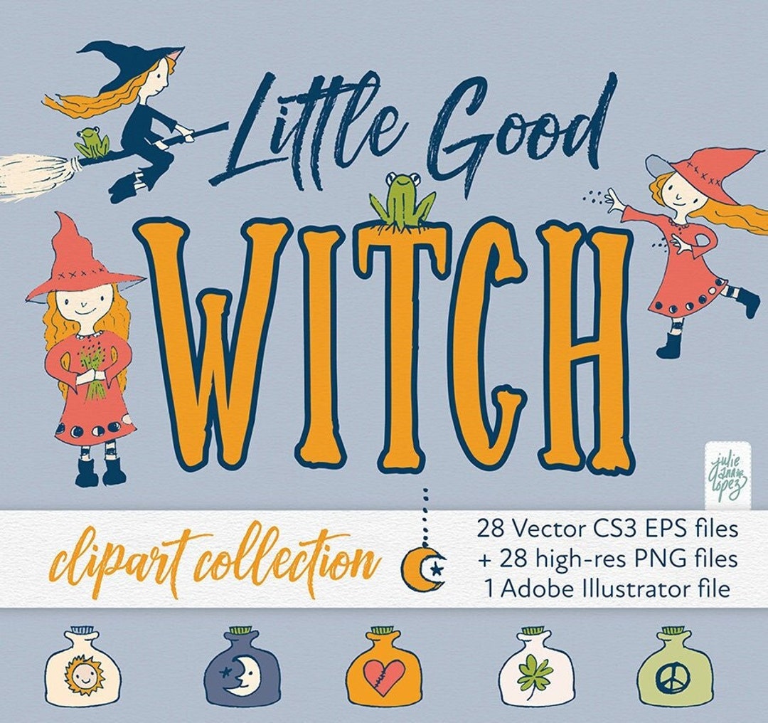 Little Witch Clipart | Halloween Graphics (PNG, EPS, AI) - Etsy