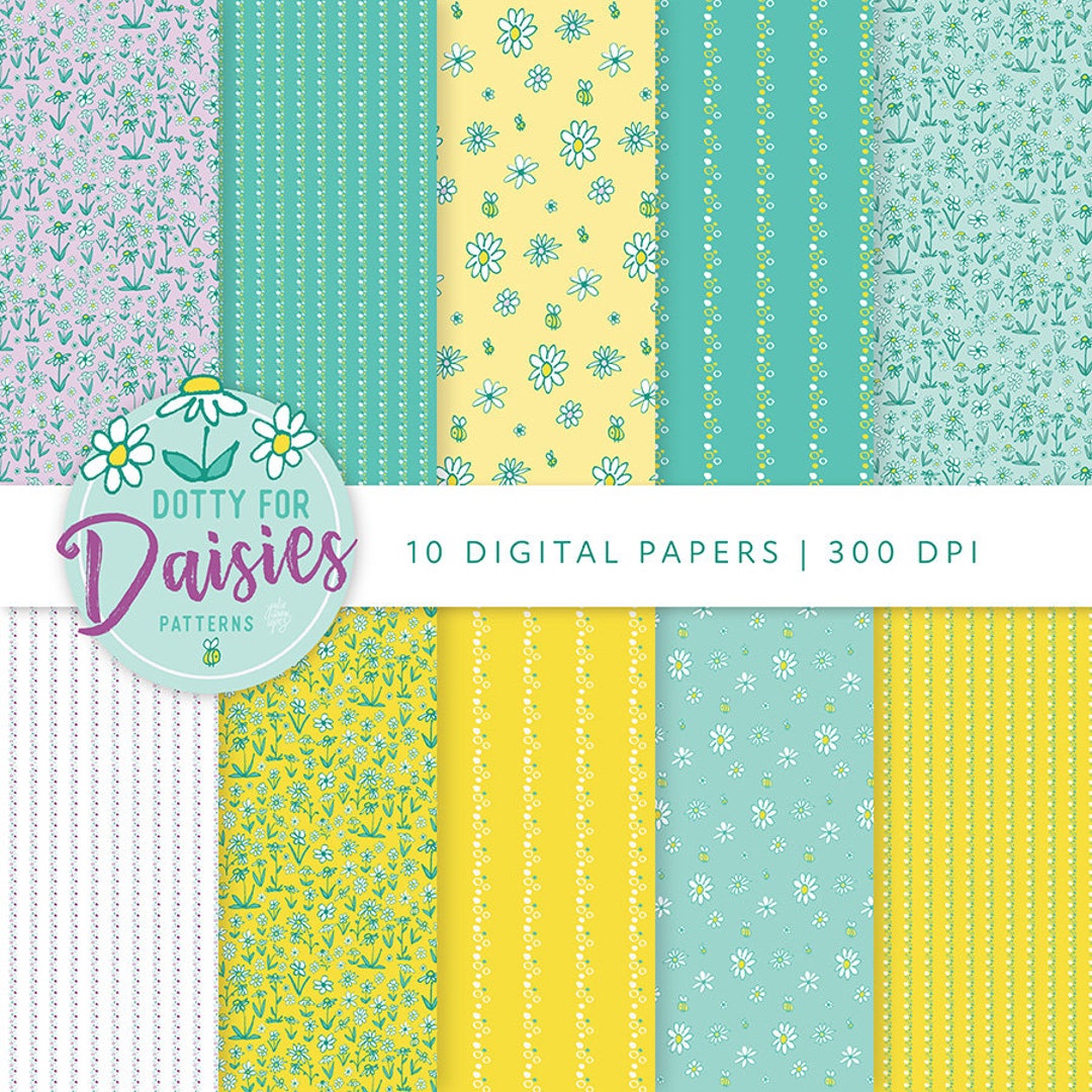 Daisy Printable Papers, Flower Digital Download Paper in 12x12 Inches ...