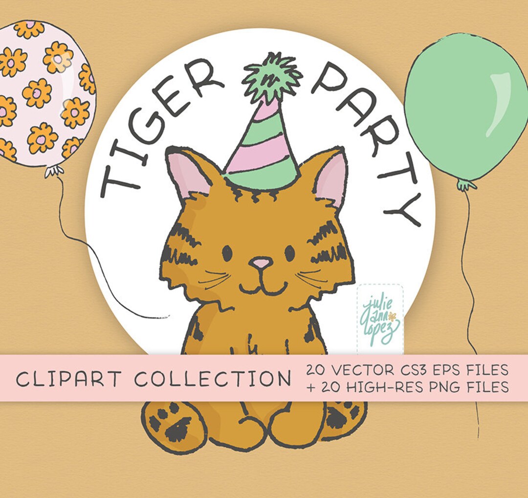 Tiger Clipart / Birthday / Downloadable Clip Art / Commercial Use ...