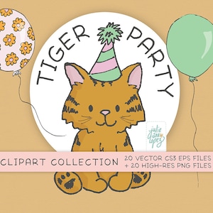 Tiger Clipart / Birthday / Downloadable Clip Art / Commercial Use ...