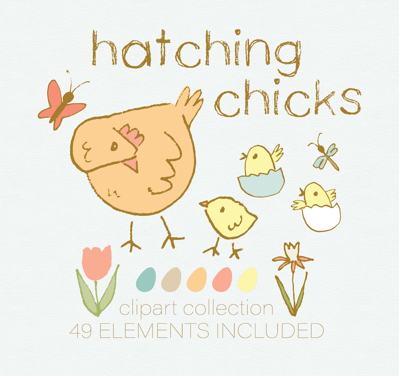Easter Clipart, Print-your-own, Digital Download, Chickens, Chicks ...