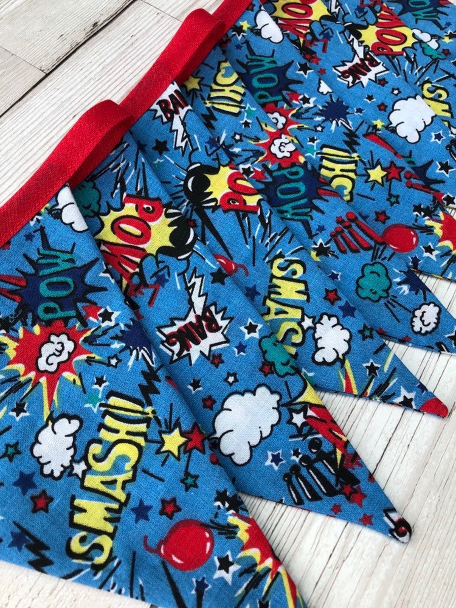 Superhero Theme Bunting Comic Book Fabric Superhero Party - Etsy UK