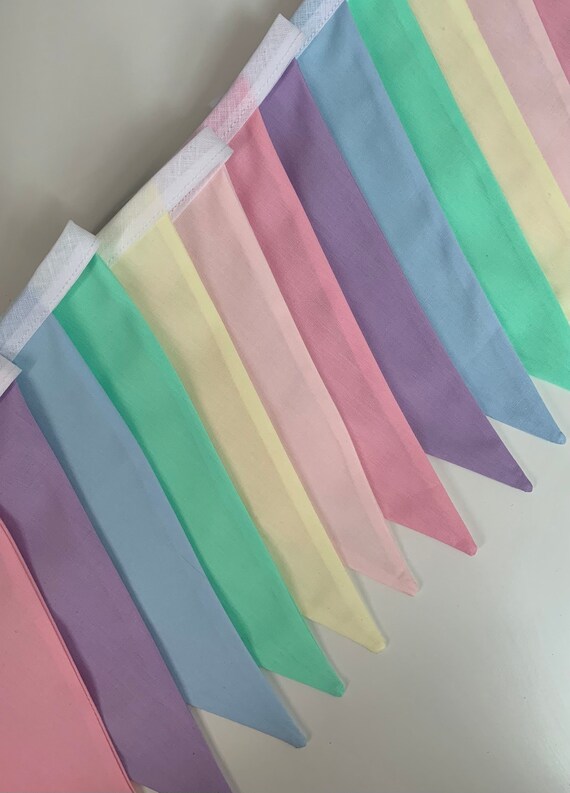 Pastel Rainbow Bunting Fabric Pastel Wall Decor | Etsy