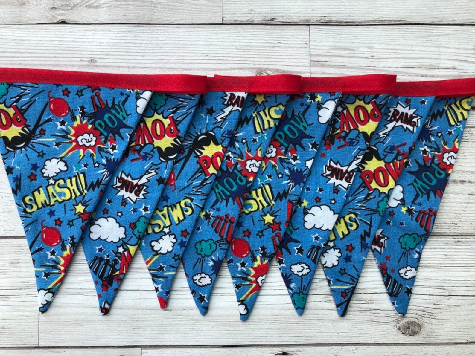 Superhero Theme Bunting Comic Book Fabric Superhero Party - Etsy