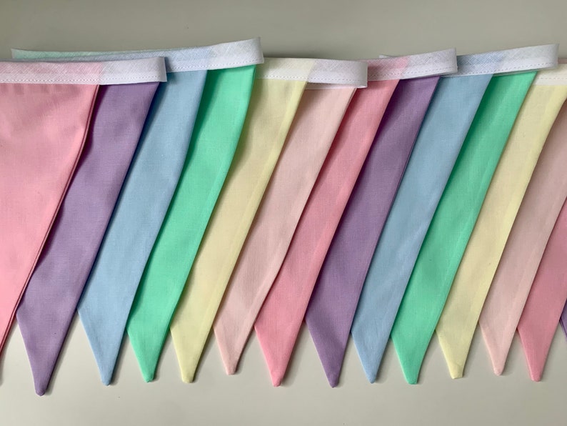 Pastel Rainbow Bunting Fabric Pastel Wall Decor | Etsy