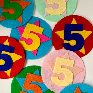 5th Birthday Badge | Colourful Felt Party Badge | Birthday Brooch | I ...