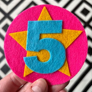 5th Birthday Badge | Colourful Felt Party Badge | Birthday Brooch | I ...