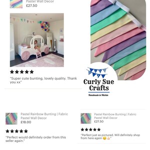 Pastel Rainbow Bunting Fabric Pastel Wall Decor Nursery Garland Pastel ...
