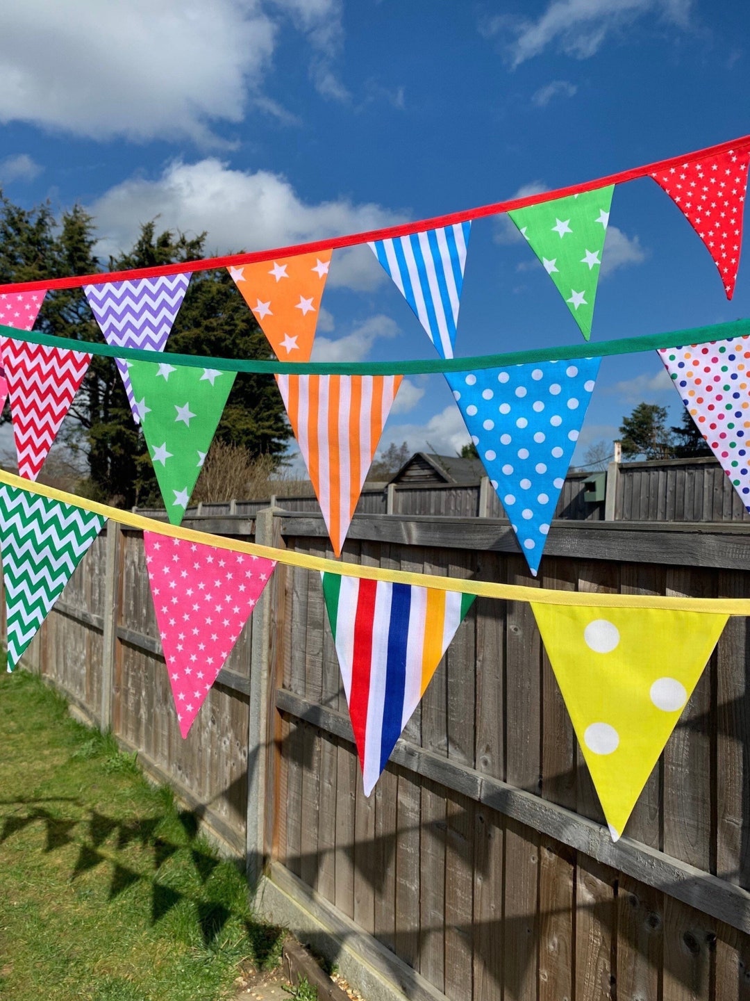 Colourful Rainbow Fabric Bunting | Hotch-potch Celebration Garland ...