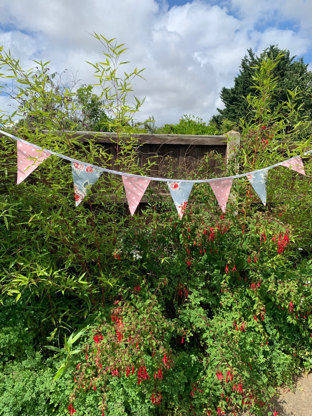 Waterproof Floral Bunting | Outdoor Weatherproof Garland | Blue and ...