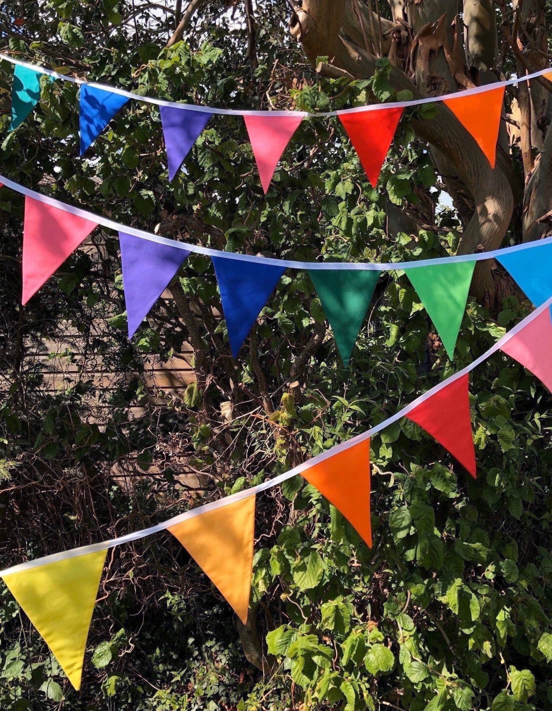 Rainbow Bunting | Multicoloured Fabric Bunting | Colourful Party Decor ...