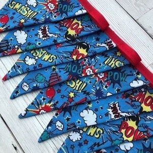 Superhero Theme Bunting Comic Book Fabric Superhero Party Decor - Etsy