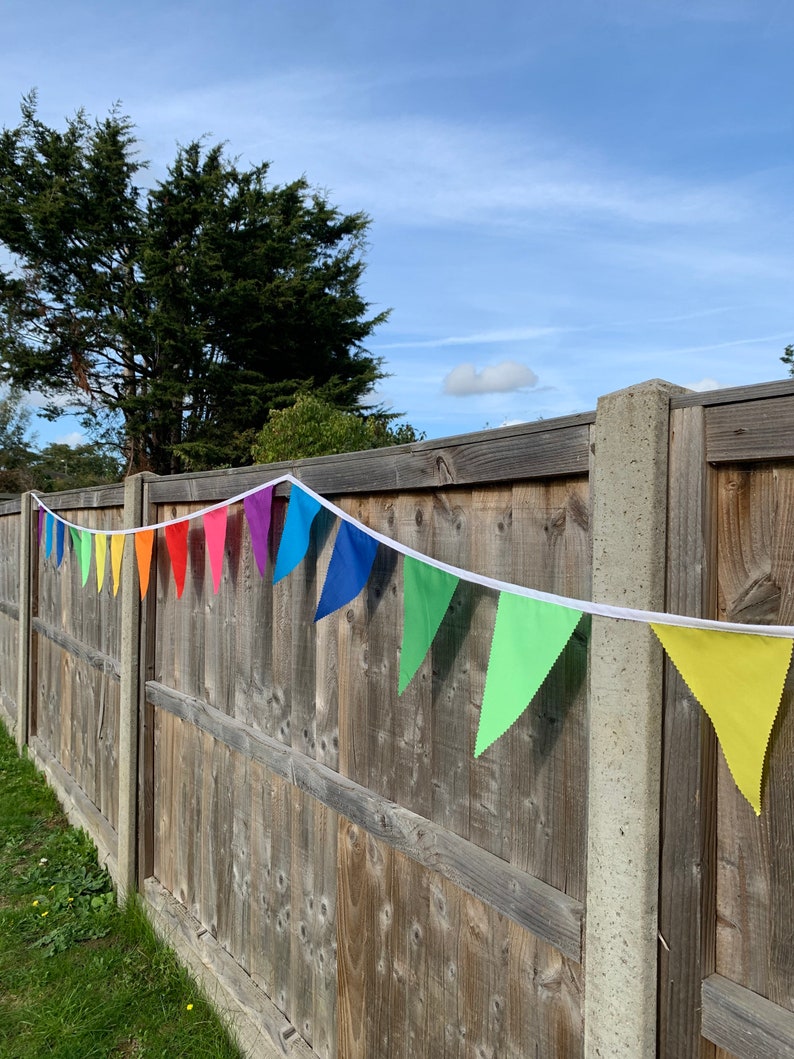 Buy Rainbow Fabric Bunting: Colourful Party Garland, Single Sided Flags ...