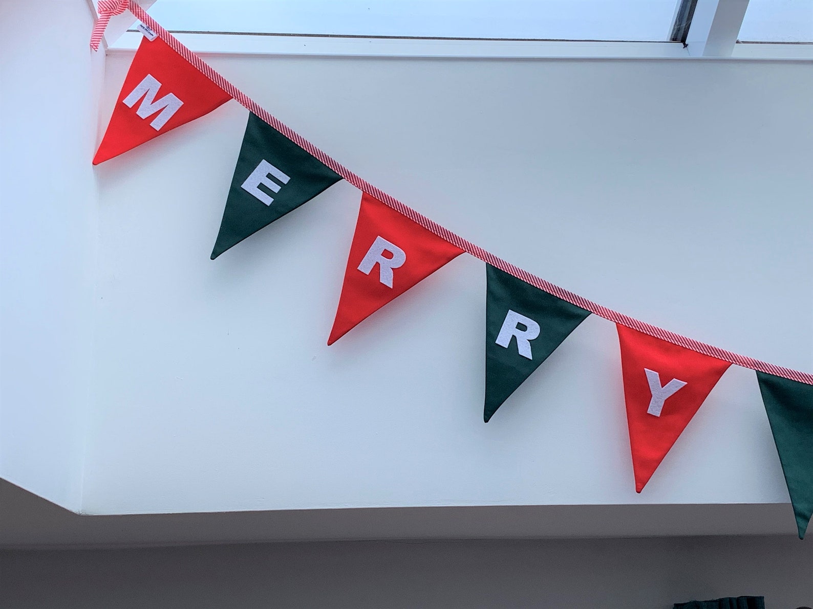 Merry Christmas Bunting Fabric Christmas Garland Red and - Etsy