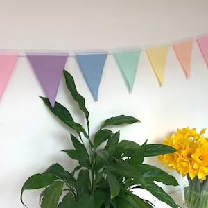 Pastel Rainbow Bunting Fabric Pastel Wall Decor Nursery Garland Pastel ...