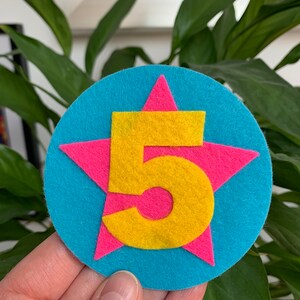 5th Birthday Badge Colourful Felt Party Badge Birthday - Etsy UK
