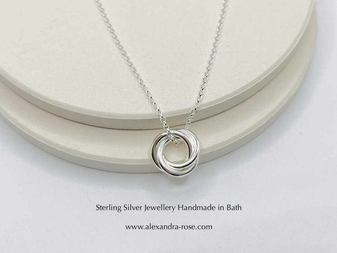 Handmade Sterling Silver Interlink Rings Necklace, Link Necklace, Handmade Silver Necklace ...