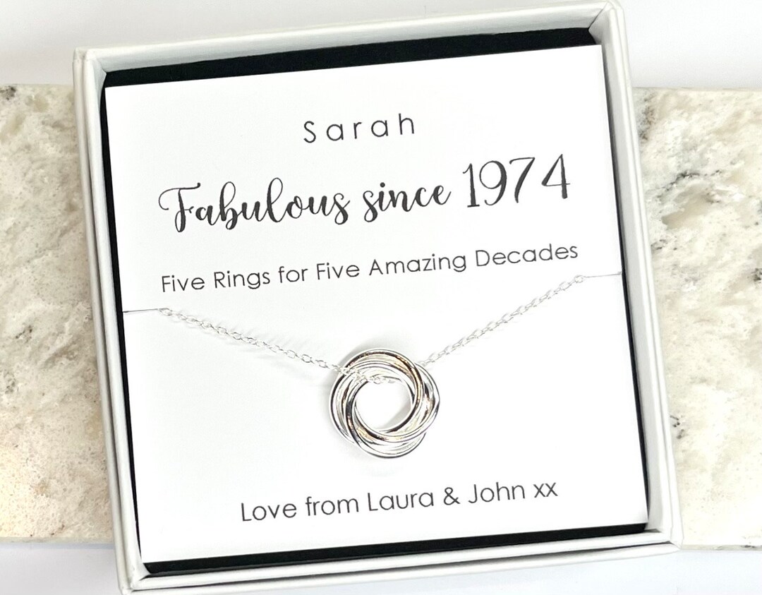 50th Birthday Sterling Silver Interlinked Rings Necklace - Etsy