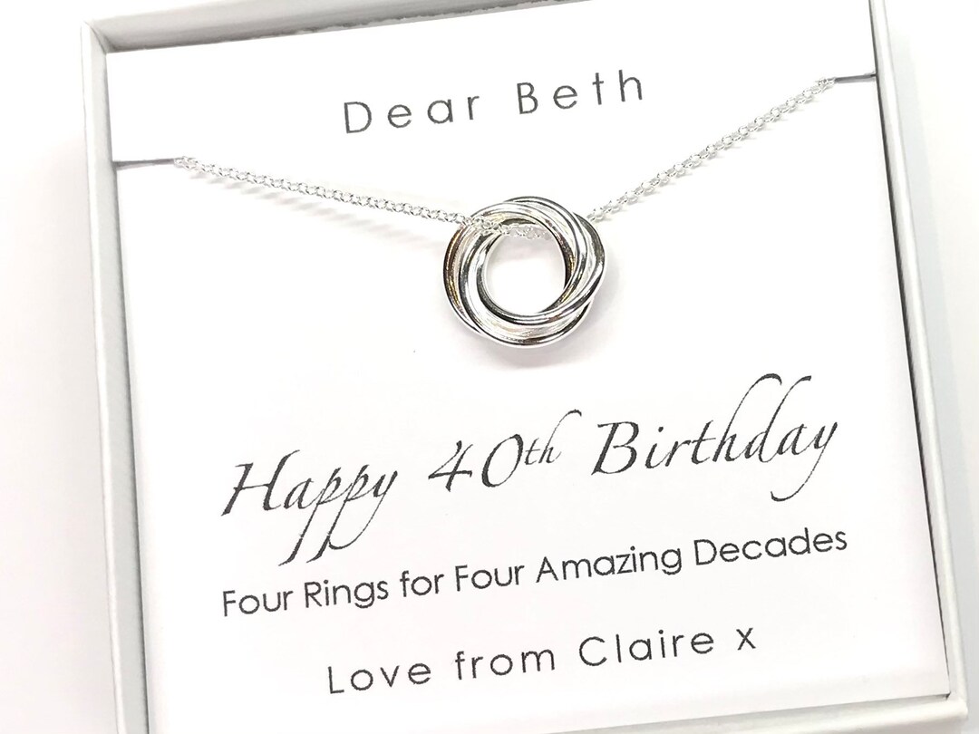 40th Birthday Sterling Silver Interlinked Rings Necklace - Etsy UK