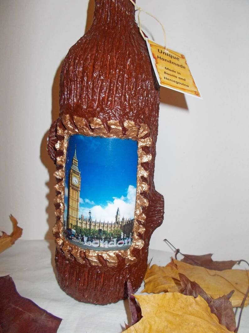 London Brandy Decanter Wood Cased Bottle Art Pottery - Etsy