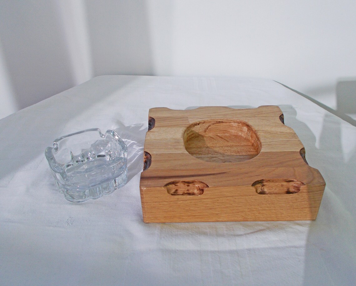 Cigar Ashtray Oak Wood Ashtray Custom Ashtray Wooden Cigar - Etsy