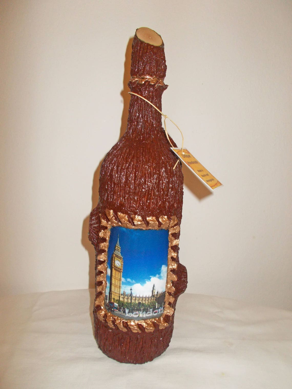 London Brandy Decanter Wood Cased Bottle Art Pottery - Etsy