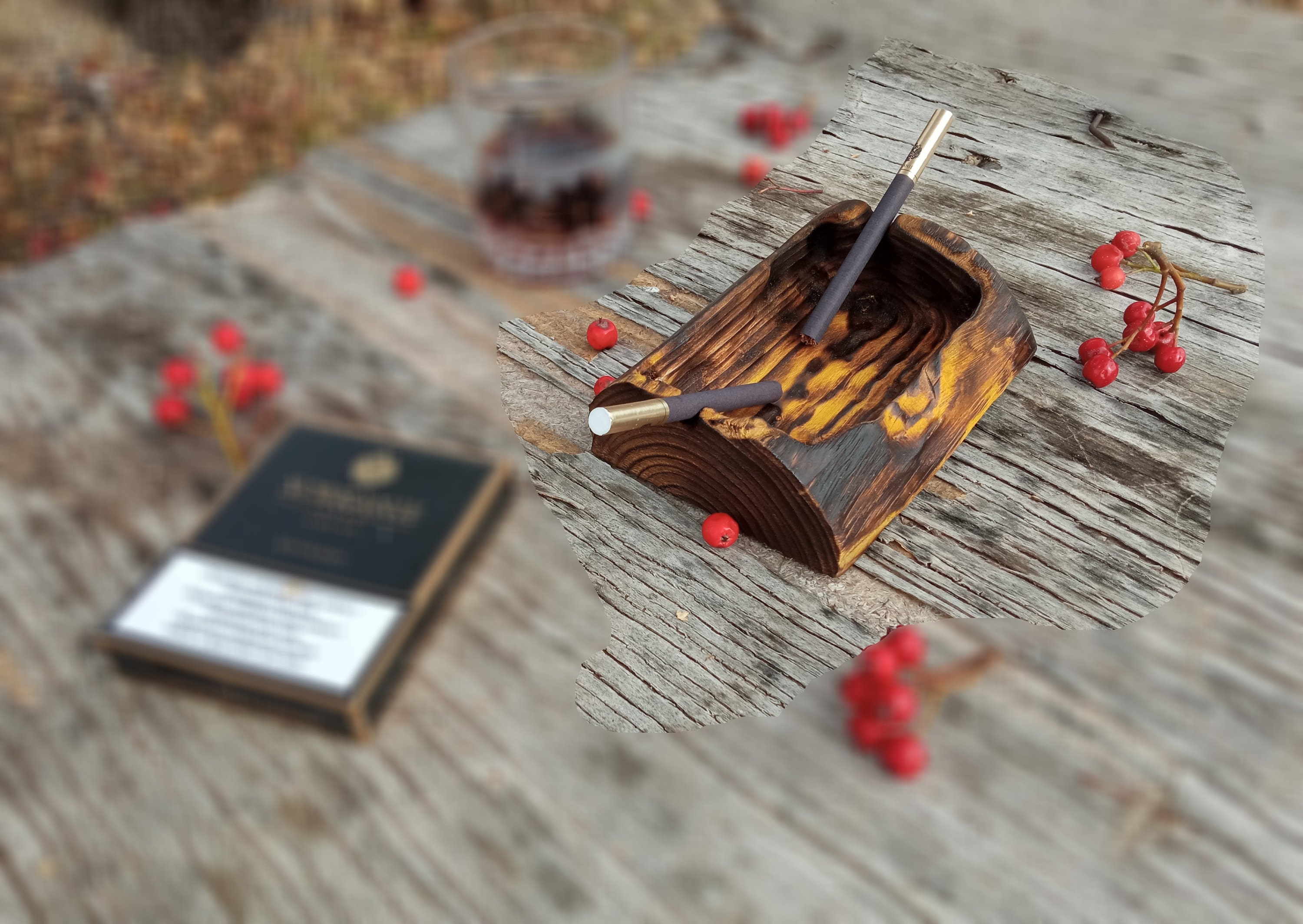 Personalized Cigar Ashtray Rustic Ashtray Pine Woodhand - Etsy