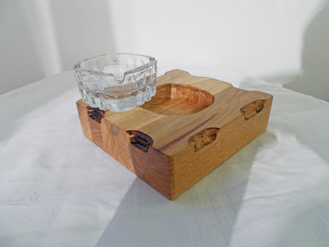 Cigar Ashtray Oak Wood Ashtray Custom Ashtray Wooden Cigar - Etsy