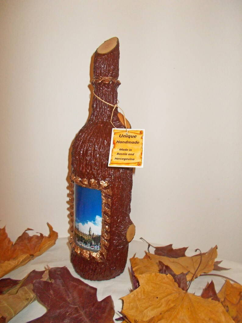 London Brandy Decanter Wood Cased Bottle Art Pottery - Etsy