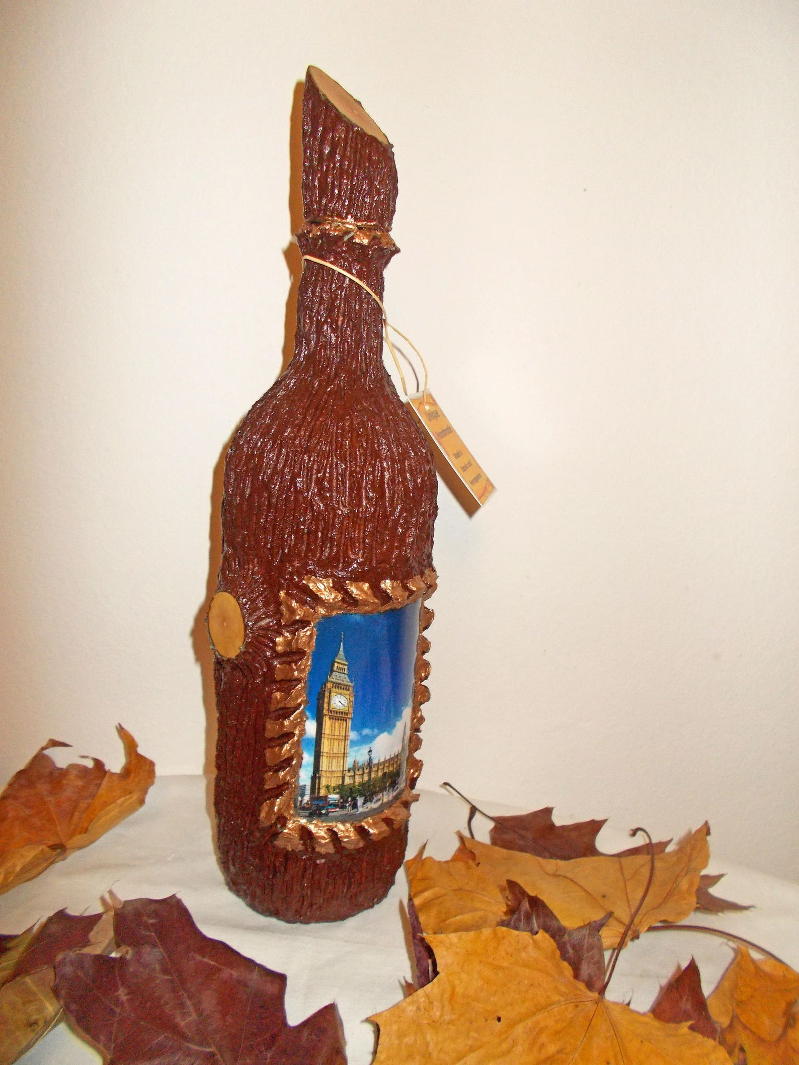 London Brandy Decanter , Wood Cased Bottle, Art Pottery Bottle,woodland ...