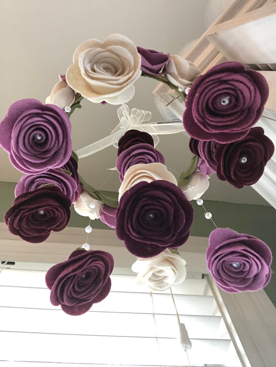 Crib Mobile Demis Dusty Purples Inspired Felt Flower Mobile | Roses and ...
