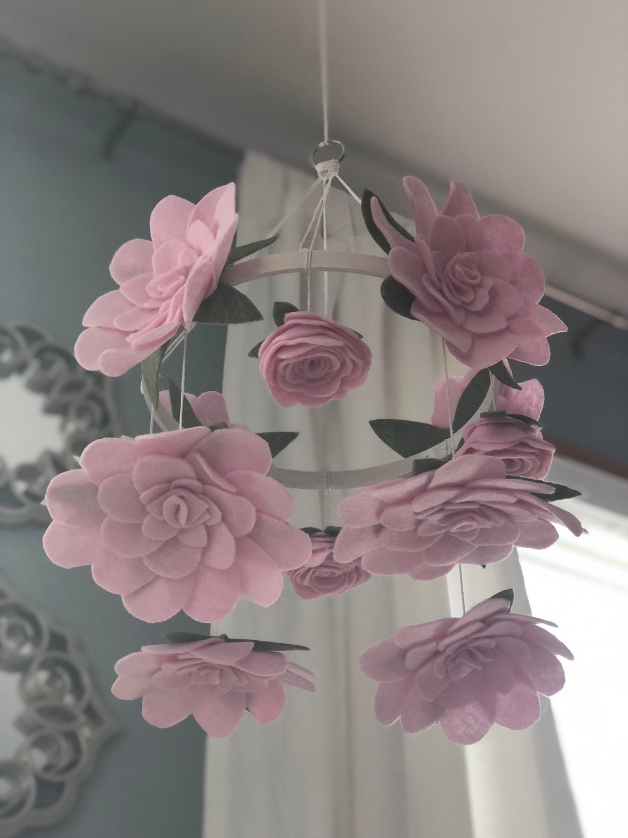 Baby Girl Mobile Choose Colors Felt Flower Mobile Crib Size | Etsy