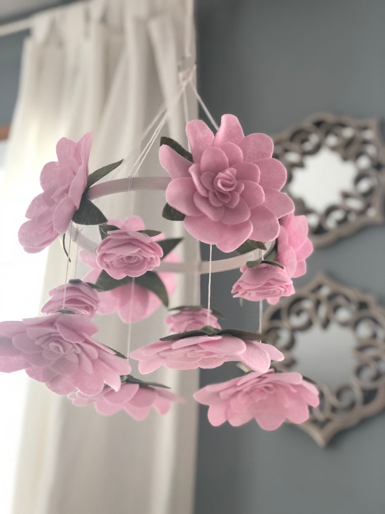 Baby Girl Mobile Choose Colors Felt Flower Mobile Crib Size | Etsy