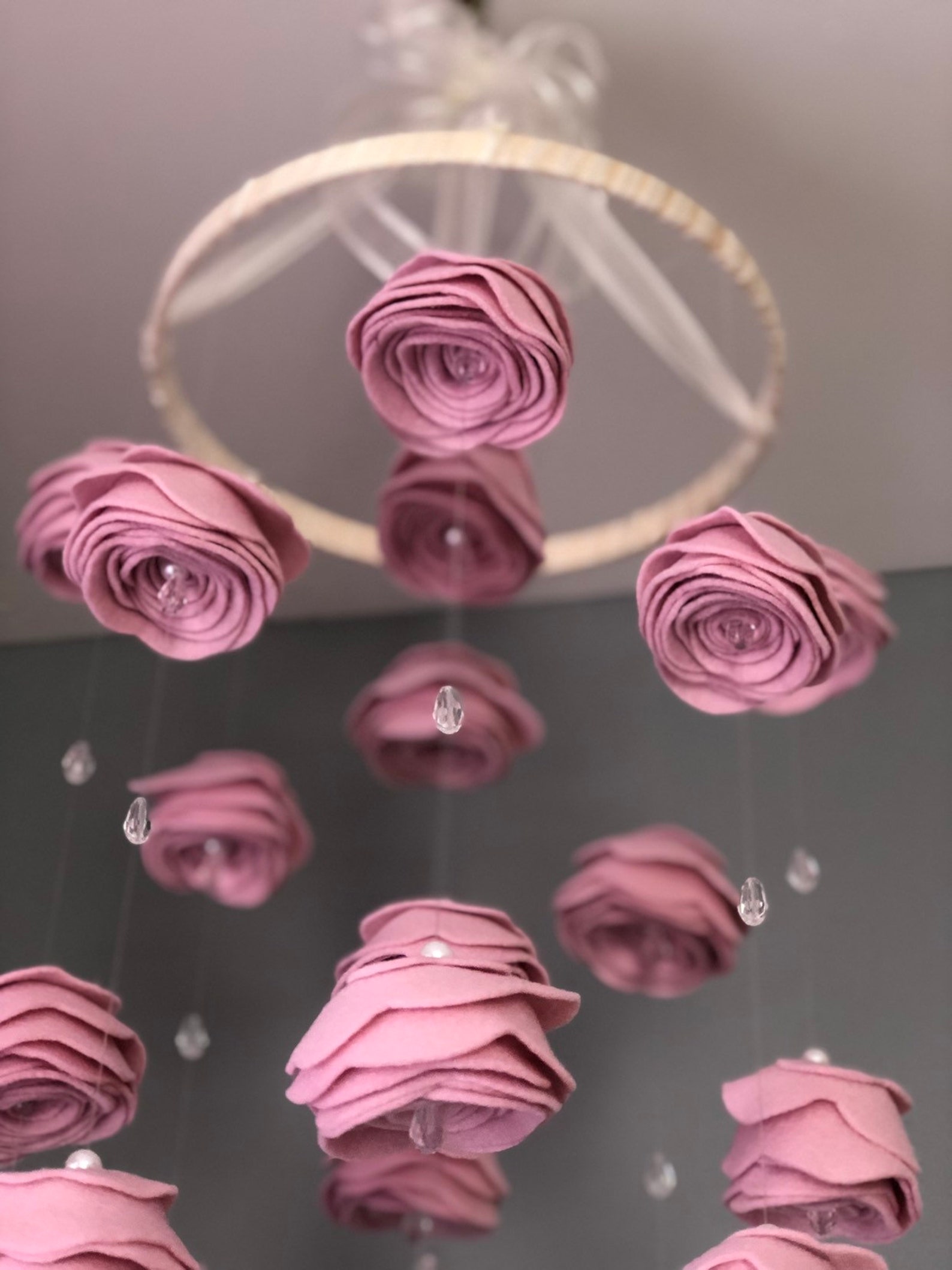 Frost Pink/choose Colors Felt Flower Mobile Pink Baby Girl - Etsy