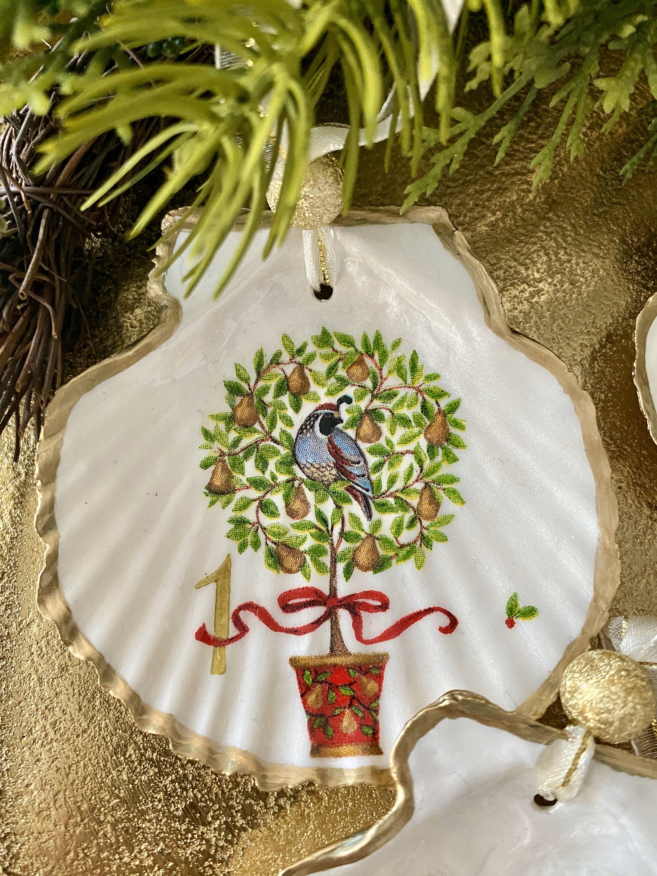 Twelve (12) Days of Christmas Shell Ornament Set With Angel Backs ...