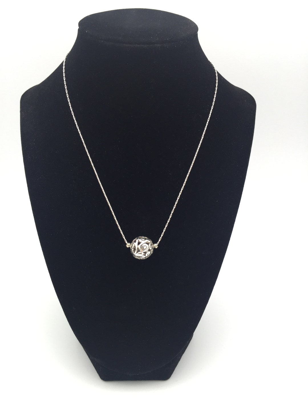 Antique Silver Filigree Scroll Ball Necklace ~ SBSN261L - Etsy