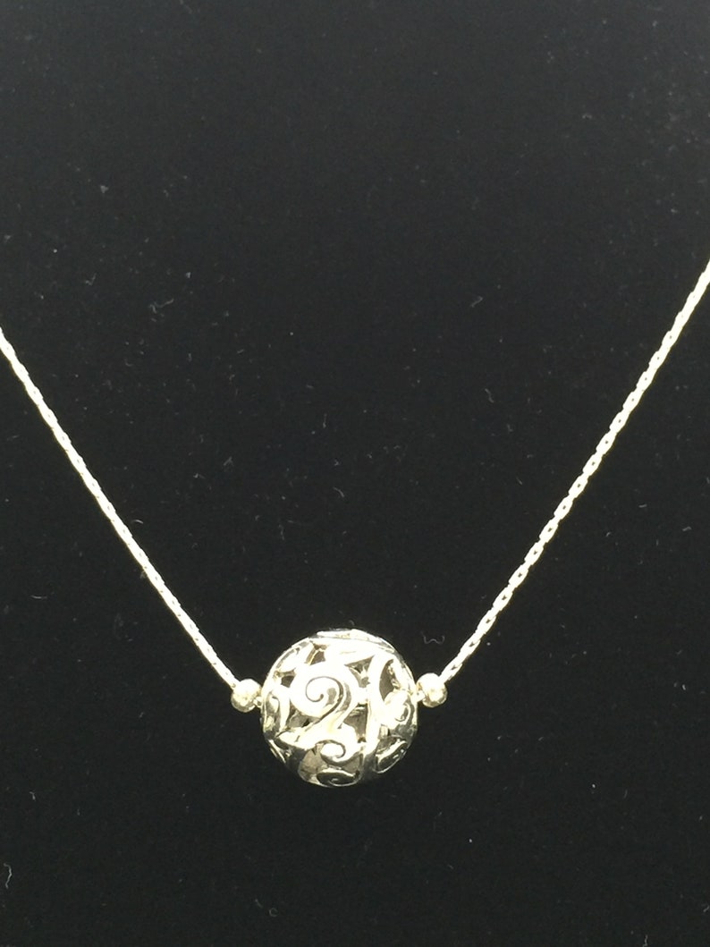 Antique Silver Filigree Scroll Ball Necklace ~ SBSN261L - Etsy
