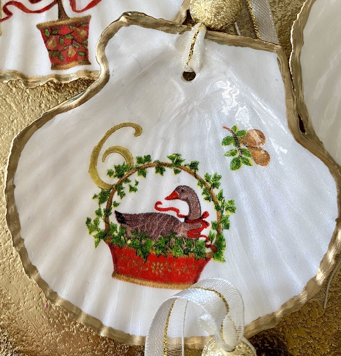 Twelve (12) Days of Christmas Shell Ornament Set With Angel Backs ...
