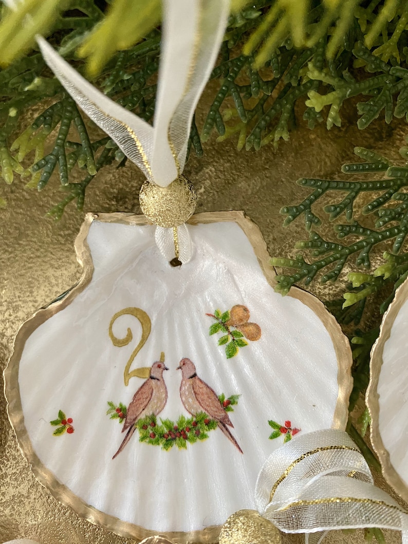 Twelve (12) Days of Christmas Shell Ornament Set With Angel Backs ...