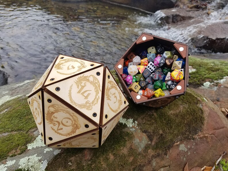 Dark Wood D20 Dice Box Kit | Etsy