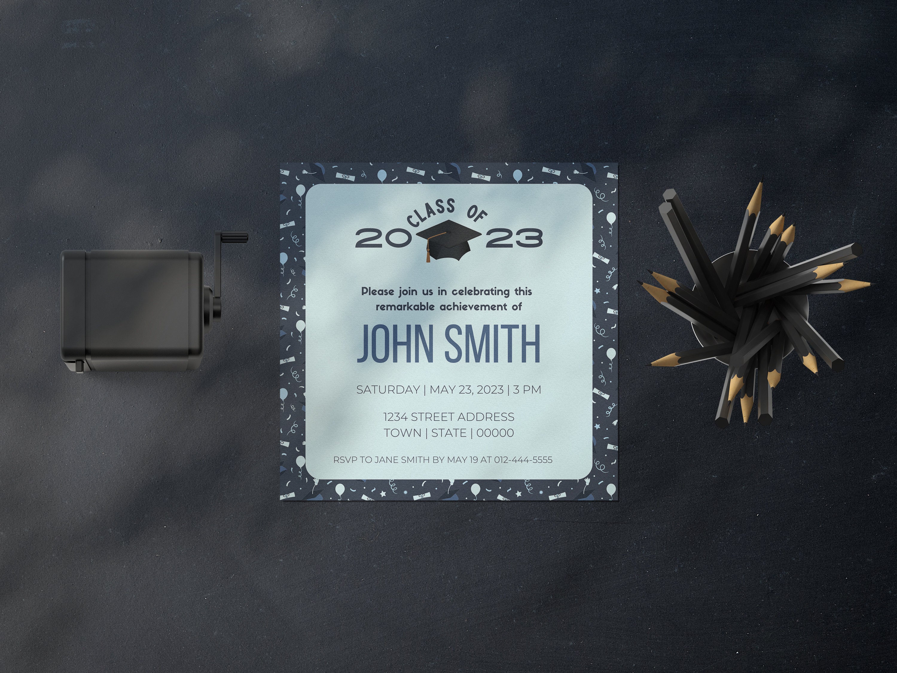 Personalized Graduation Invitation Template 5.512 X 5.512 Square Design ...