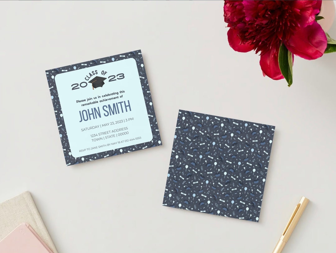 Personalized Graduation Invitation Template 5.512 X 5.512 Square Design ...