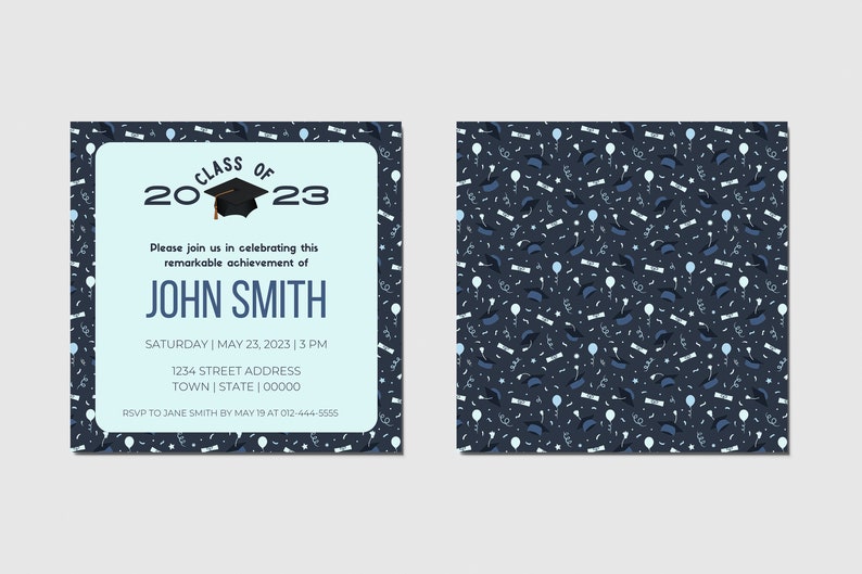 Personalized Graduation Invitation Template 5.512 X 5.512 Square Design ...